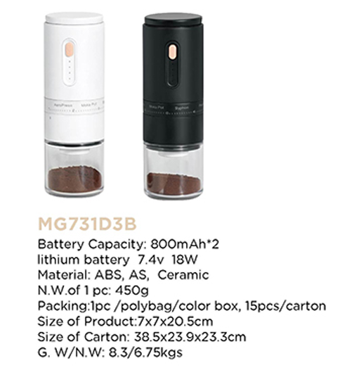 Electric Coffee Grinder with USB Rechargeable